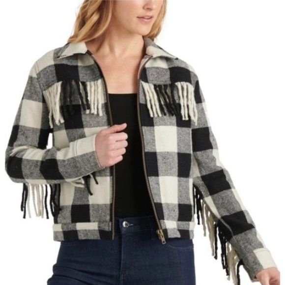 Lucky Brand | Jackets & Coats | Lucky Brand Buffaloplaidfringe ...